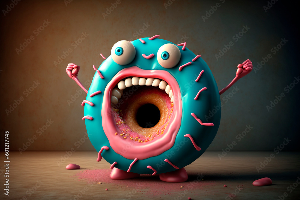 Cute glaze donut with eyes. Generative AI. Last donut. Junk, Unhealthy ...