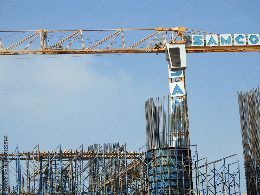 Cairo, Egypt, May 9 2023: A construction site for SAMCO company ...