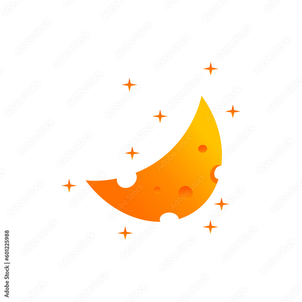 Cheese moon. Cute crescent moon cartoon style. dreams, nursery rhymes ...