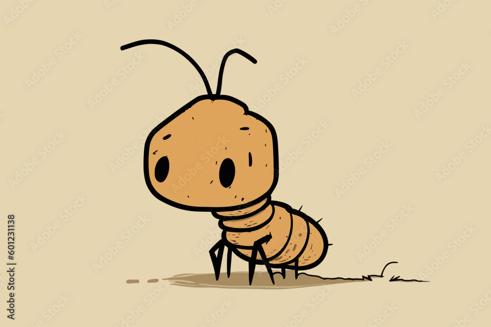 Doodle inspired Termite, cartoon sticker, sketch, vector, Illustration ...