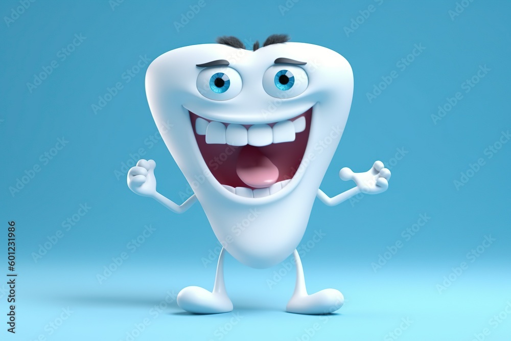 3D realistic happy white tooth, Tooth cartoon characters with thumbs up ...