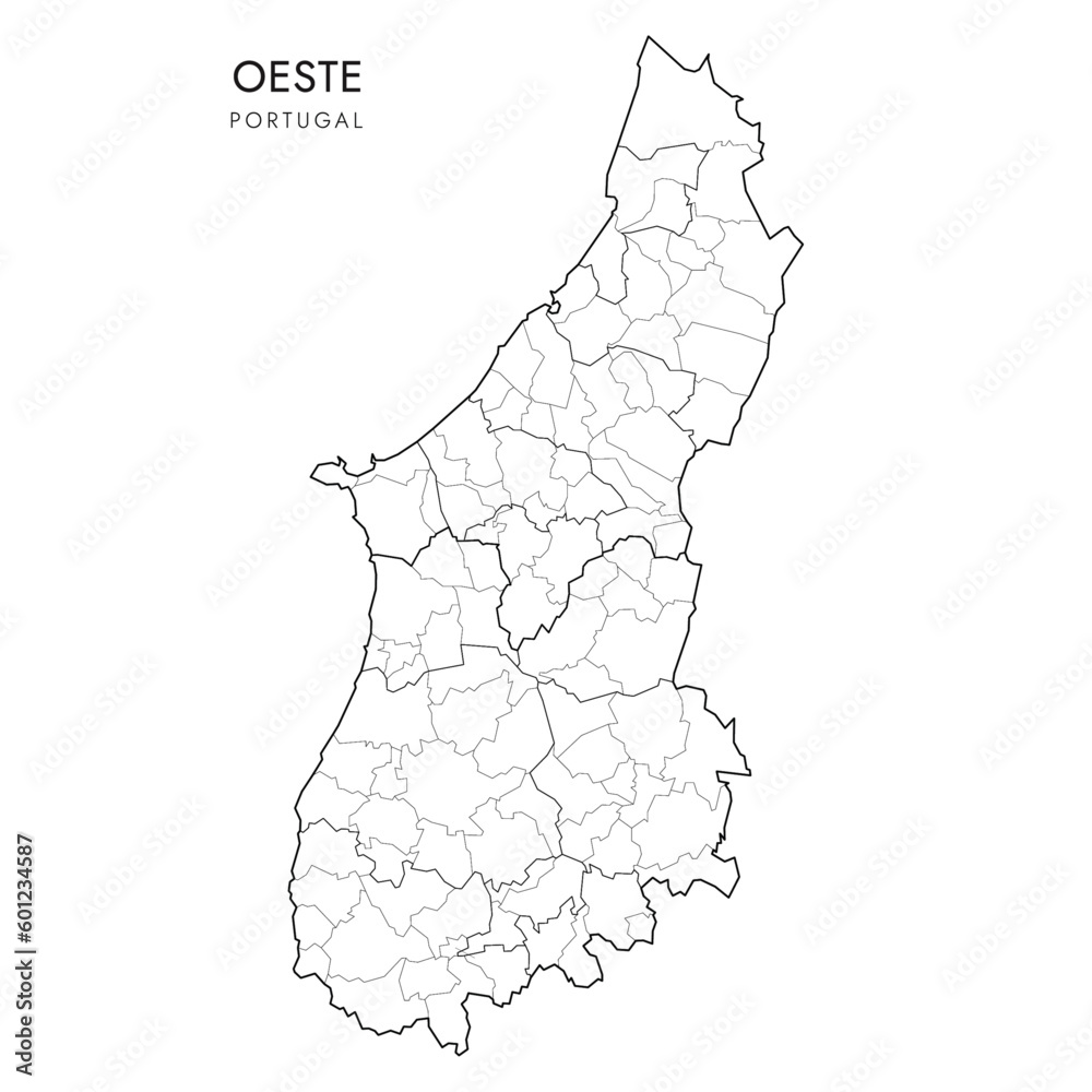Vector Map of Oeste Subregion (Comunidade Intermunicipal do Oeste) with ...