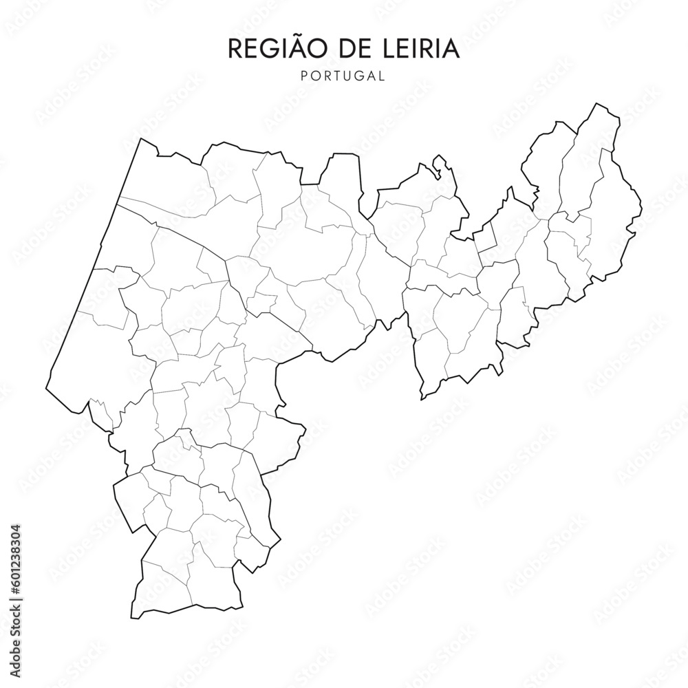 Vector Map of the Subregion of Leiria Region (Comunidade Intermunicipal ...