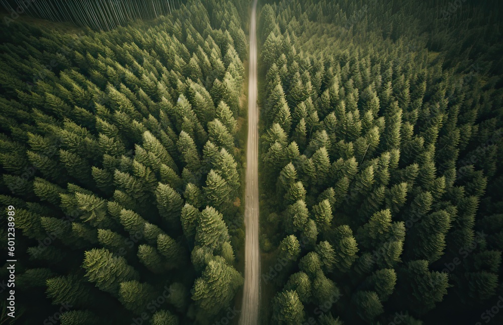Top view of green forest landscape wallpaper art. Aerial nature scene ...