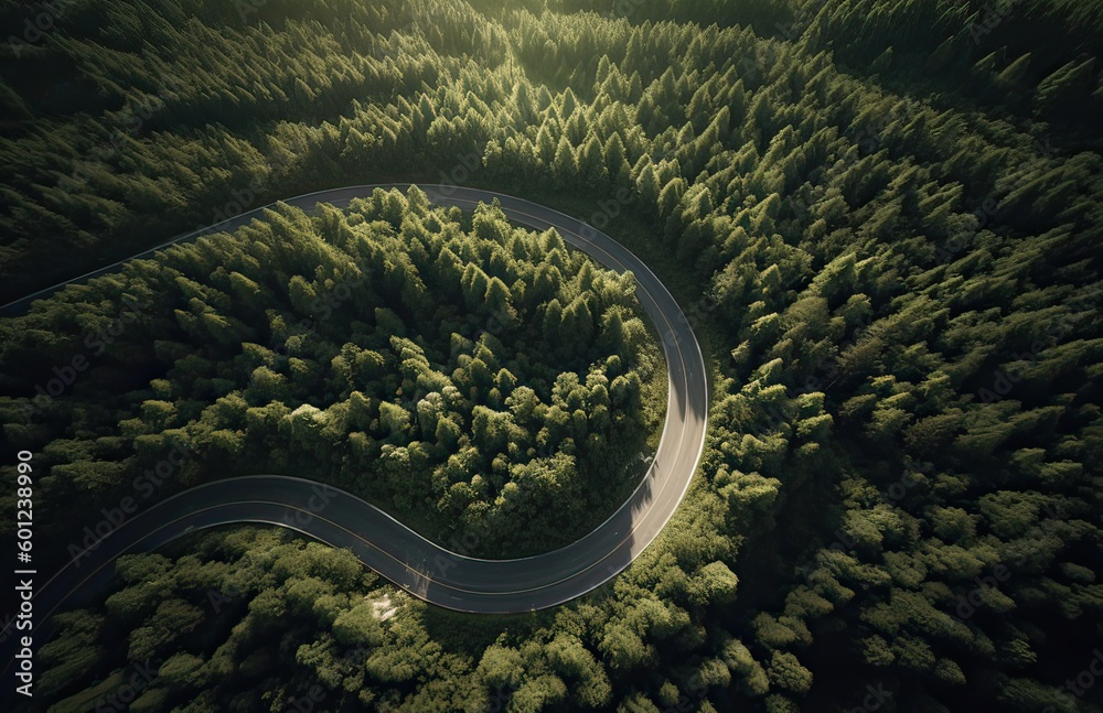 Top view of green forest landscape wallpaper art. Aerial nature scene ...