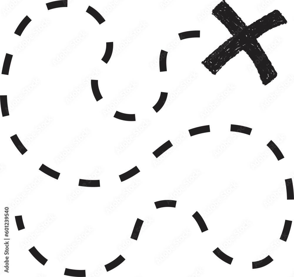 Editable Trasure Map Path With X Sign Vector Illustration Stock Vector ...