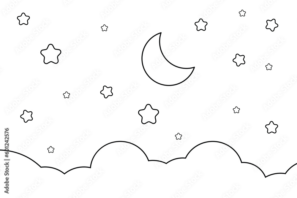 night sky with stars and moon. paper art style. Dreamy background with ...