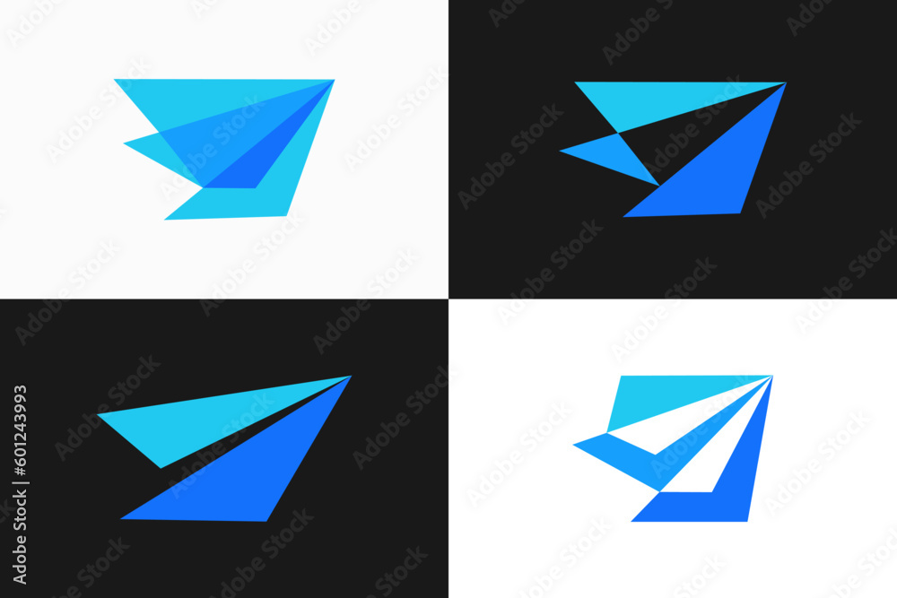 paper plane overlay logo vector premium design Stock Vector | Adobe Stock