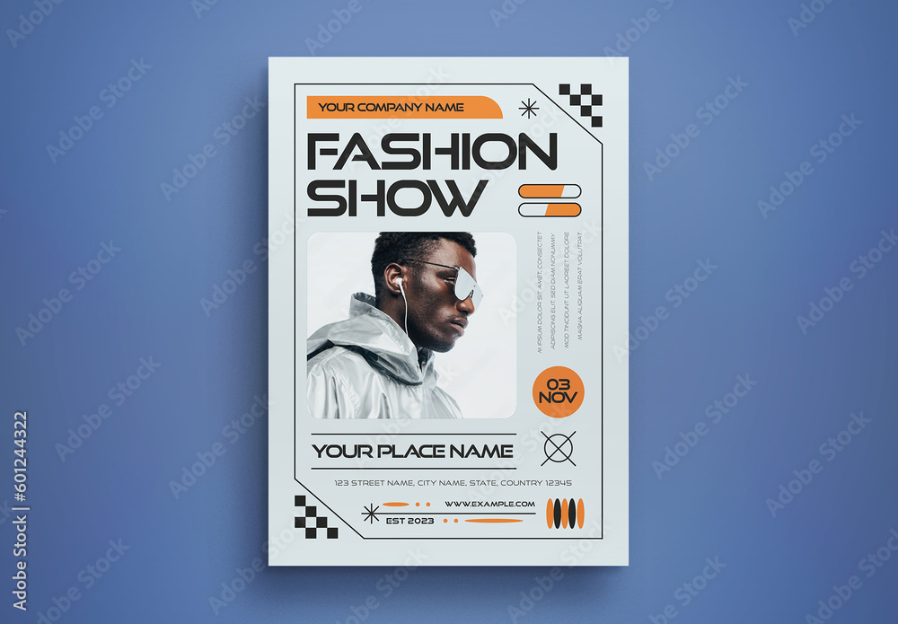 Edgy Fashion Show Flyer Layout Stock Template | Adobe Stock