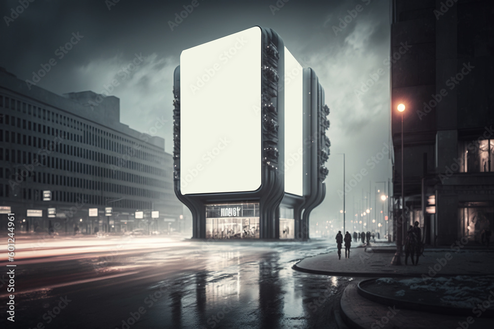 billboards and advertising signs at modern buildings in capital city ...