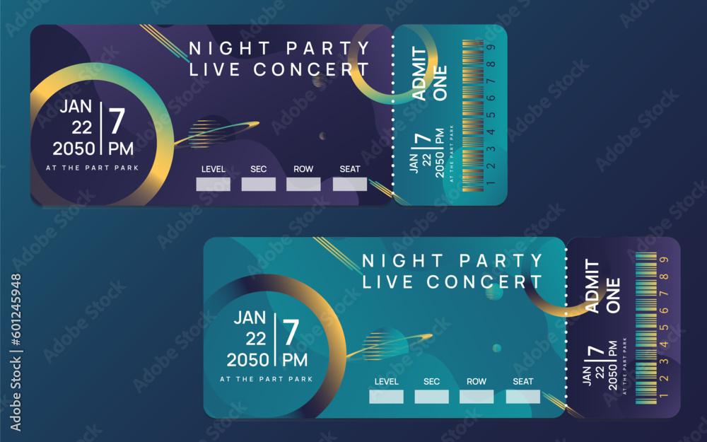 Concert ticket template. Concert, party or festival ticket design ...