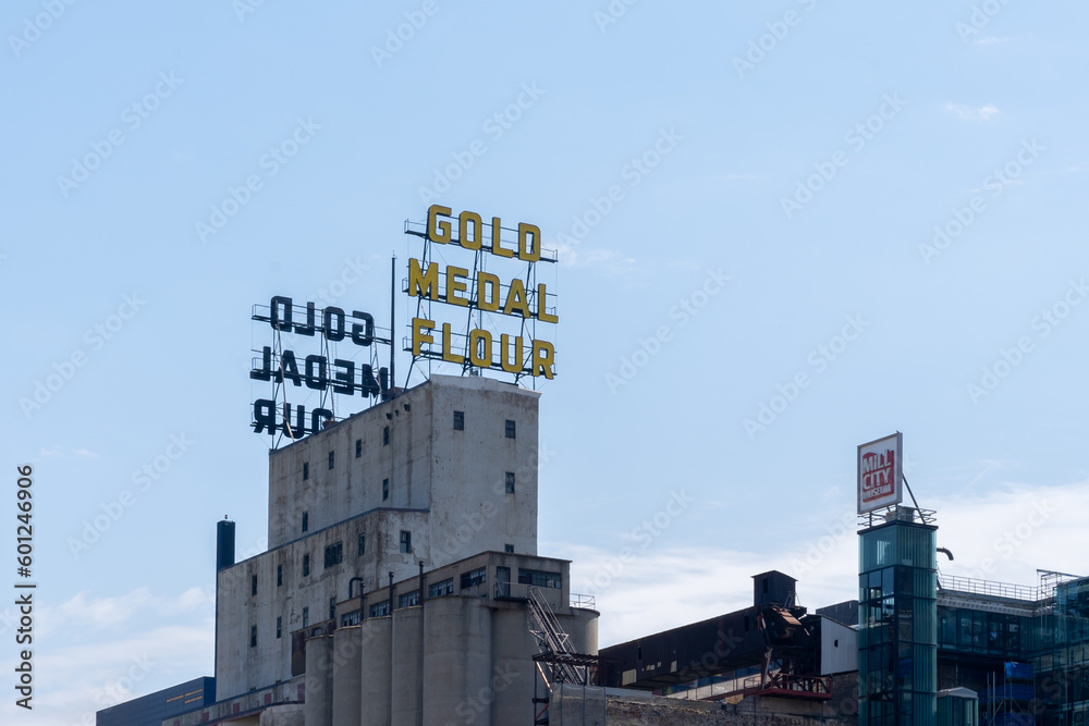 The historic “Gold Medal Flour” twin signs on top of the Mill City ...