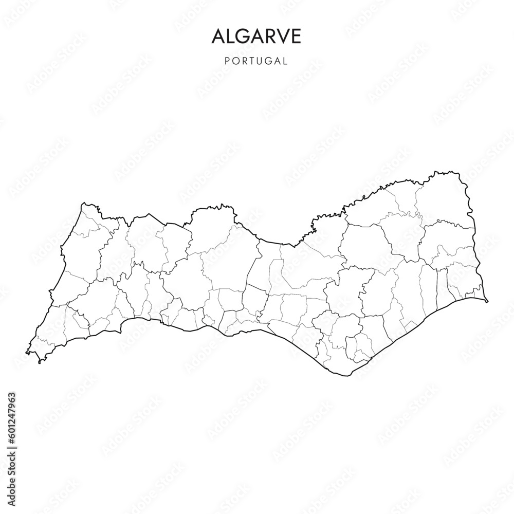 Poster Vector Map of Algarve Region (Região do Algarve) with ...