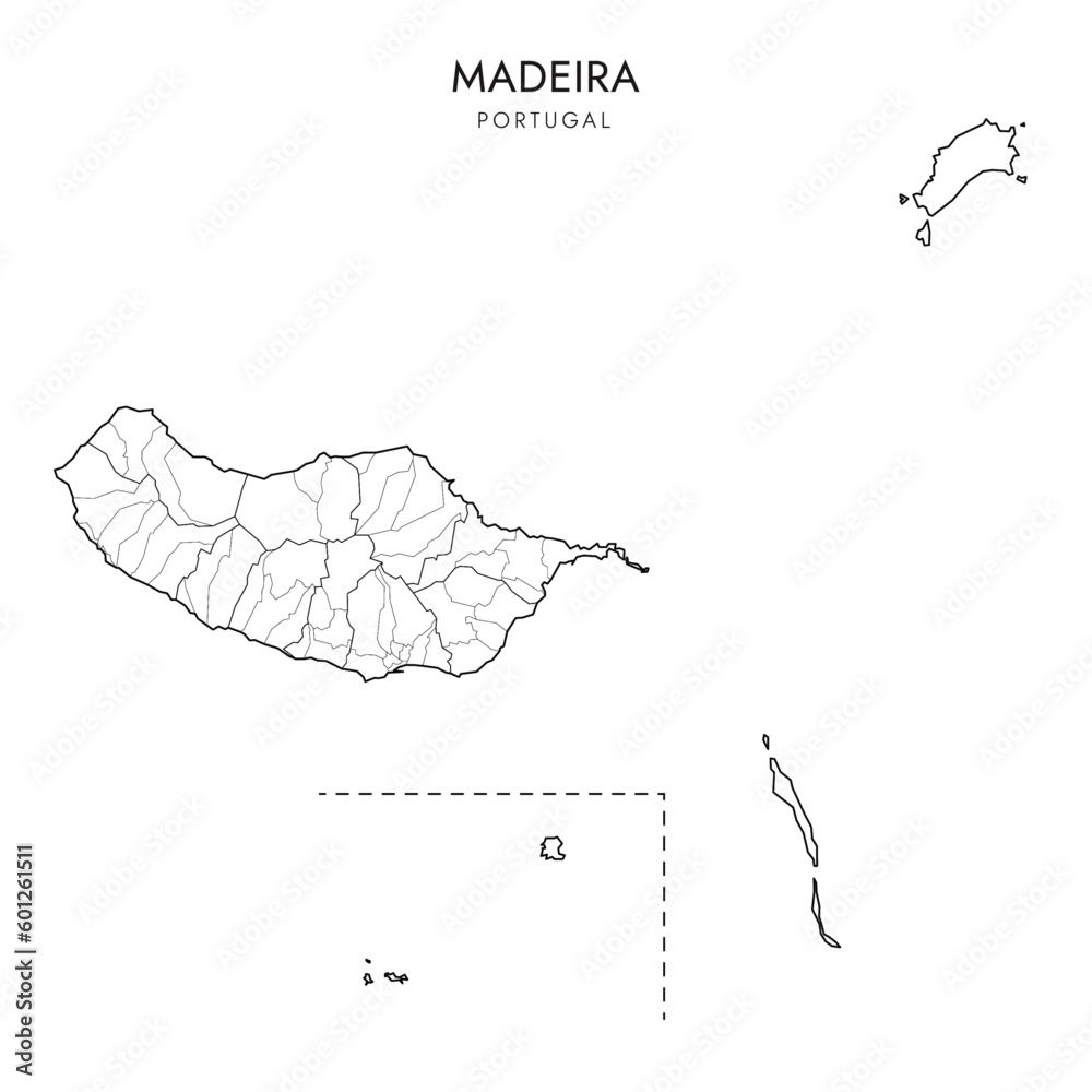 Administrative Vector Map of the Autonomous Region of Madeira with ...
