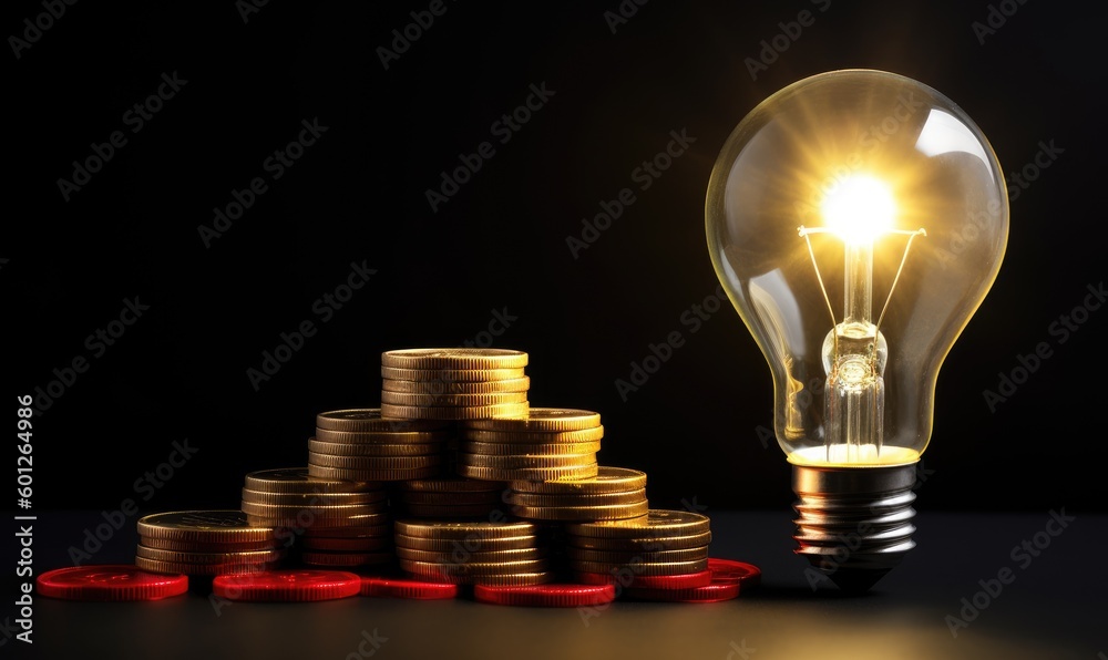 The rising energy cost concept was represented by a light bulb on top ...