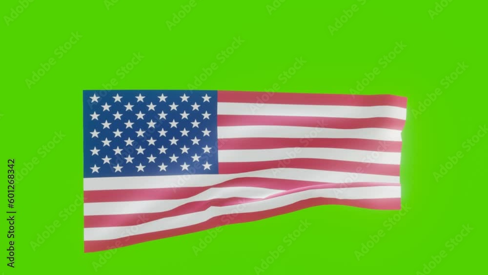 Seamless US American flag waving animation on the green back. Looping ...