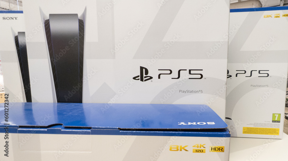 Sony ps5 PlayStation 5 home video game console text logo and brand sign ...