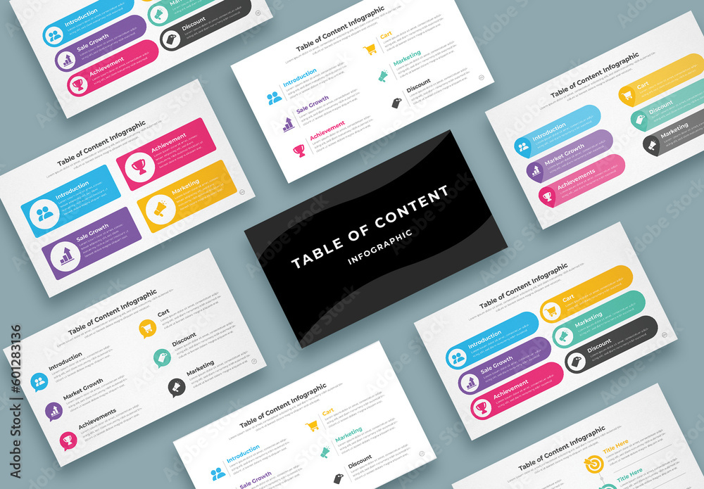 Data Table Layout with Colorful Elements Infographic Stock Template ...