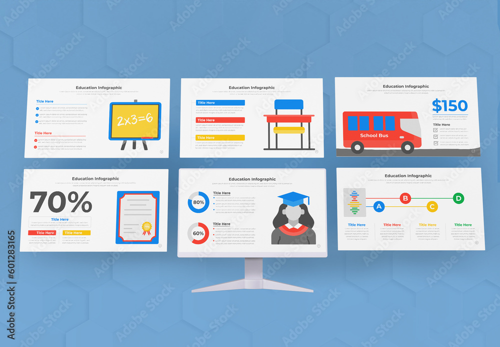 School Themed Infographic with Scatter Line and Pie Chart Stock ...