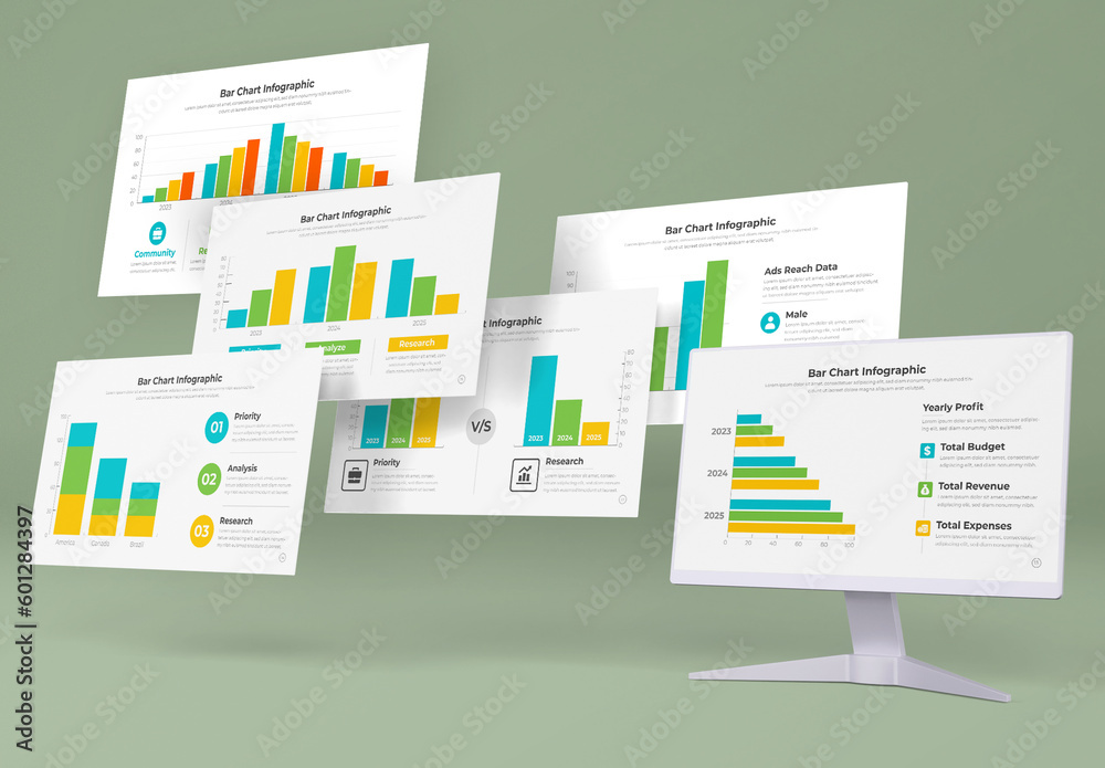 Bar chart infographic template with clean layout Stock Template | Adobe ...