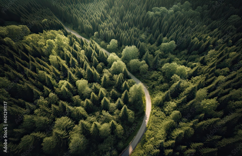 Top view of green forest landscape wallpaper art. Aerial nature scene ...