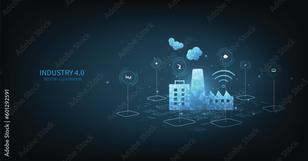 Industrial plants and connections to automation with futuristic ...