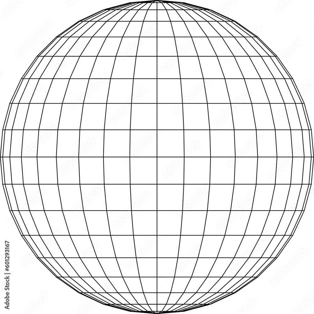 Globe sphere grid with ongitude, latitude and equator for cartography ...