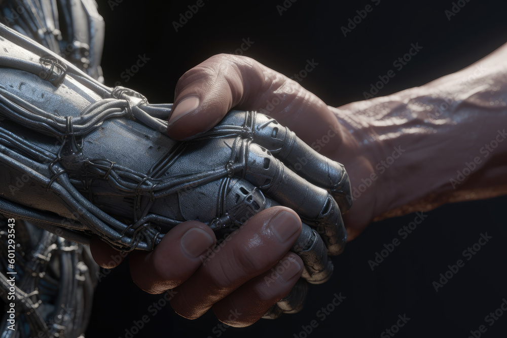 Humans and robot working together - Generative AI Stock Illustration ...