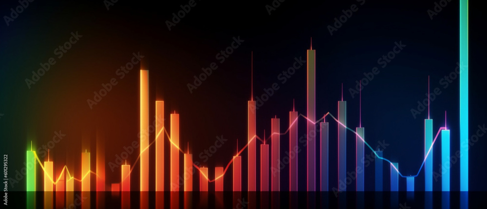 Abstract financial graph with up trend line candlestick chart in stock ...