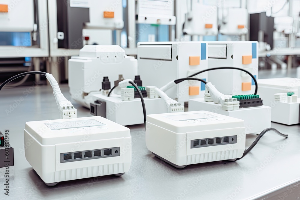 iot sensors and monitoring equipment in factory, measuring temperature ...