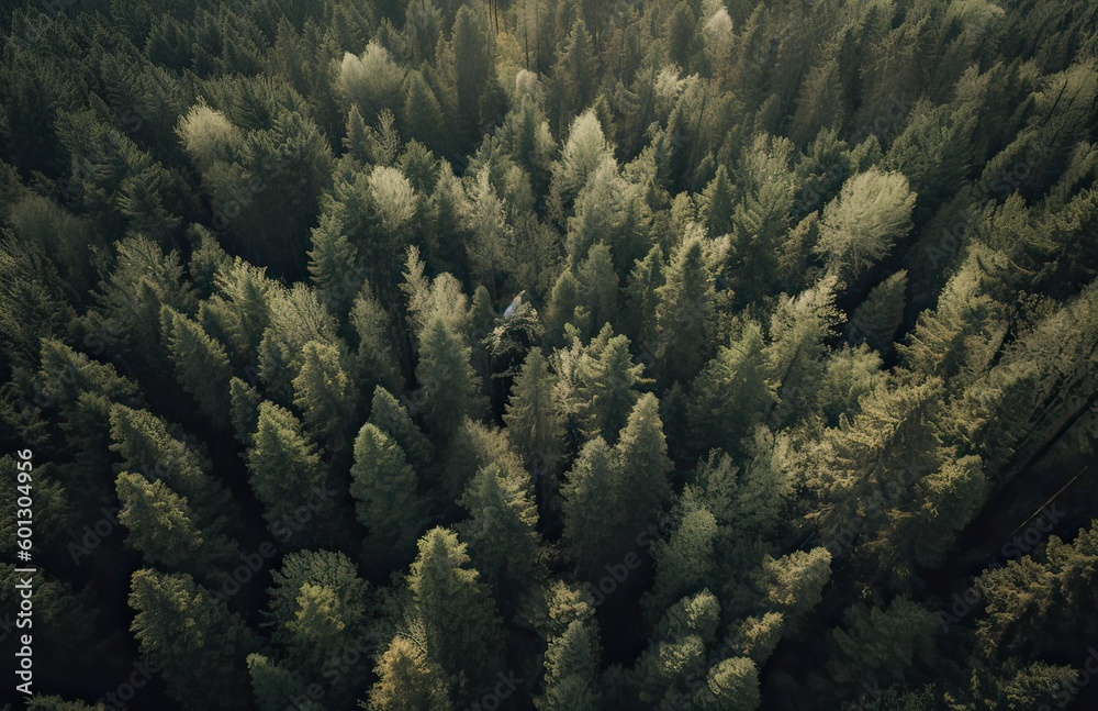 Top view of green forest landscape wallpaper art. Aerial nature scene ...