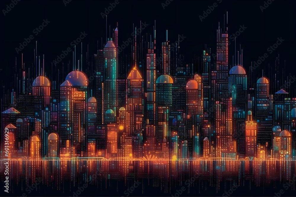 psychedelic cyberpunk paper quilling made of digital binary barcode ...