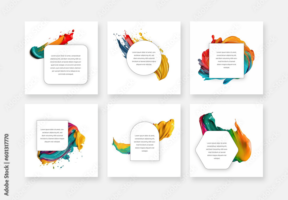 Quote Layouts For Social Media With Colored Paint Strokes and ...