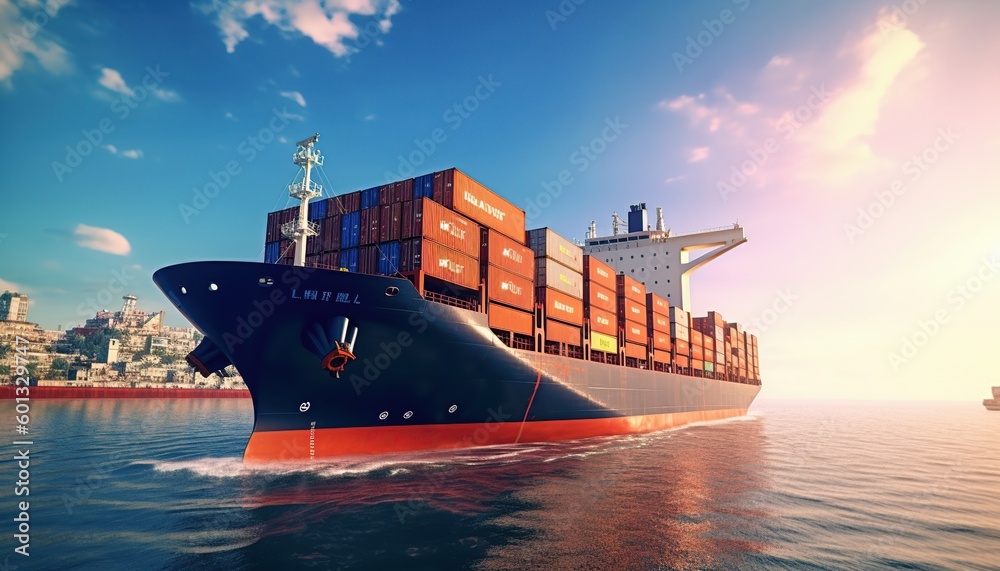 Container ship carrying cargo boxes Stock Illustration | Adobe Stock