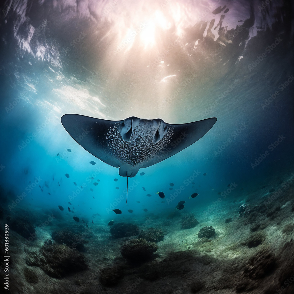 Fantasy ray underwater. Generative AI Stock Illustration | Adobe Stock