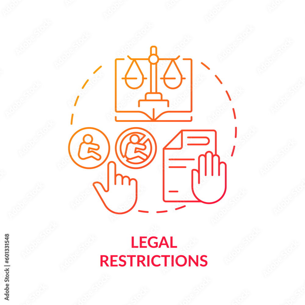 Legal restrictions red gradient concept icon. Abortion law. Human ...