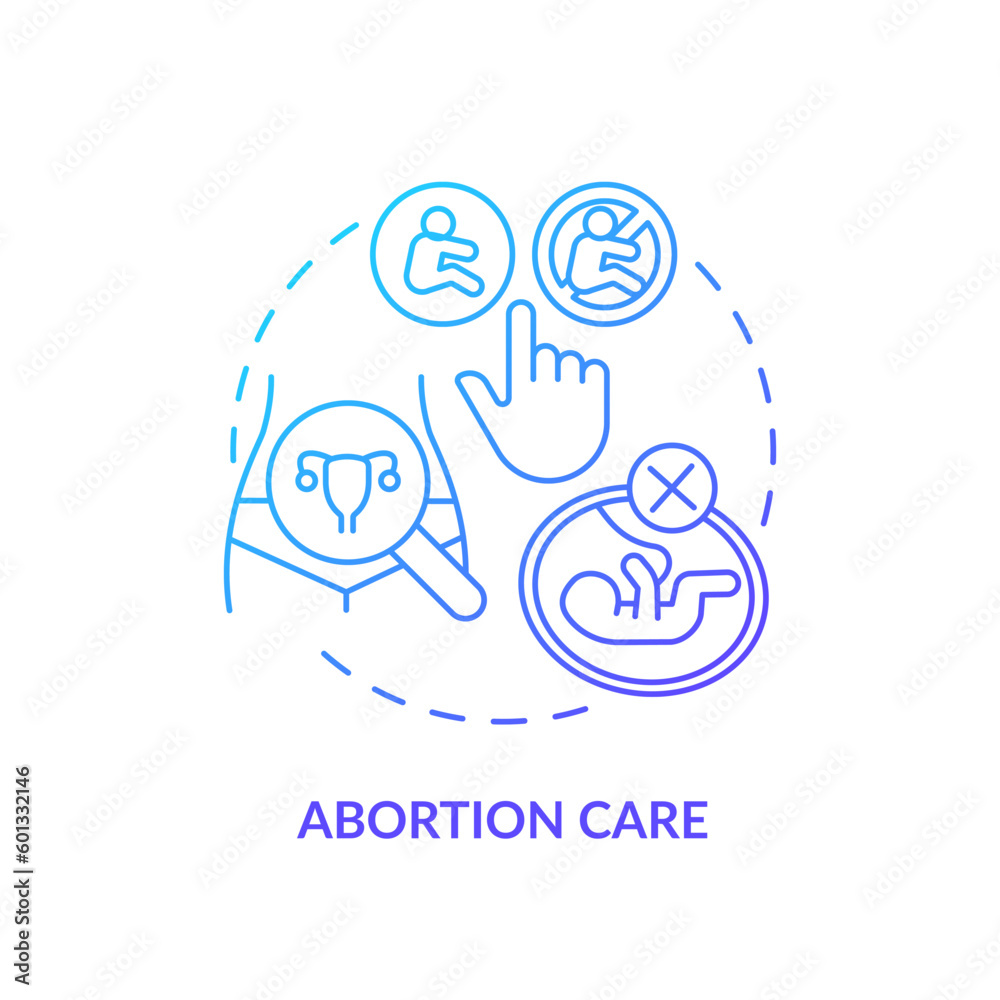 Abortion care blue gradient concept icon. Unwanted pregnancy. Abortion ...