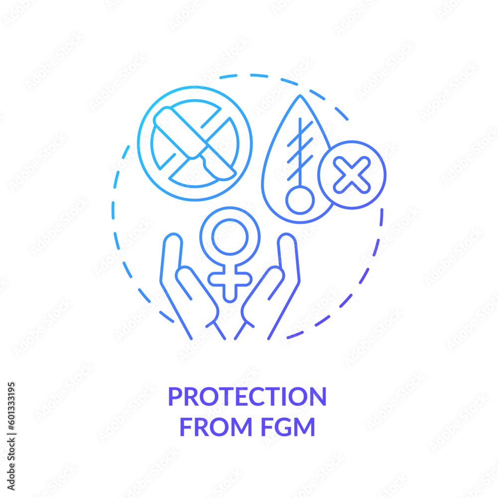 Protection from FGM blue gradient concept icon. Female genital ...