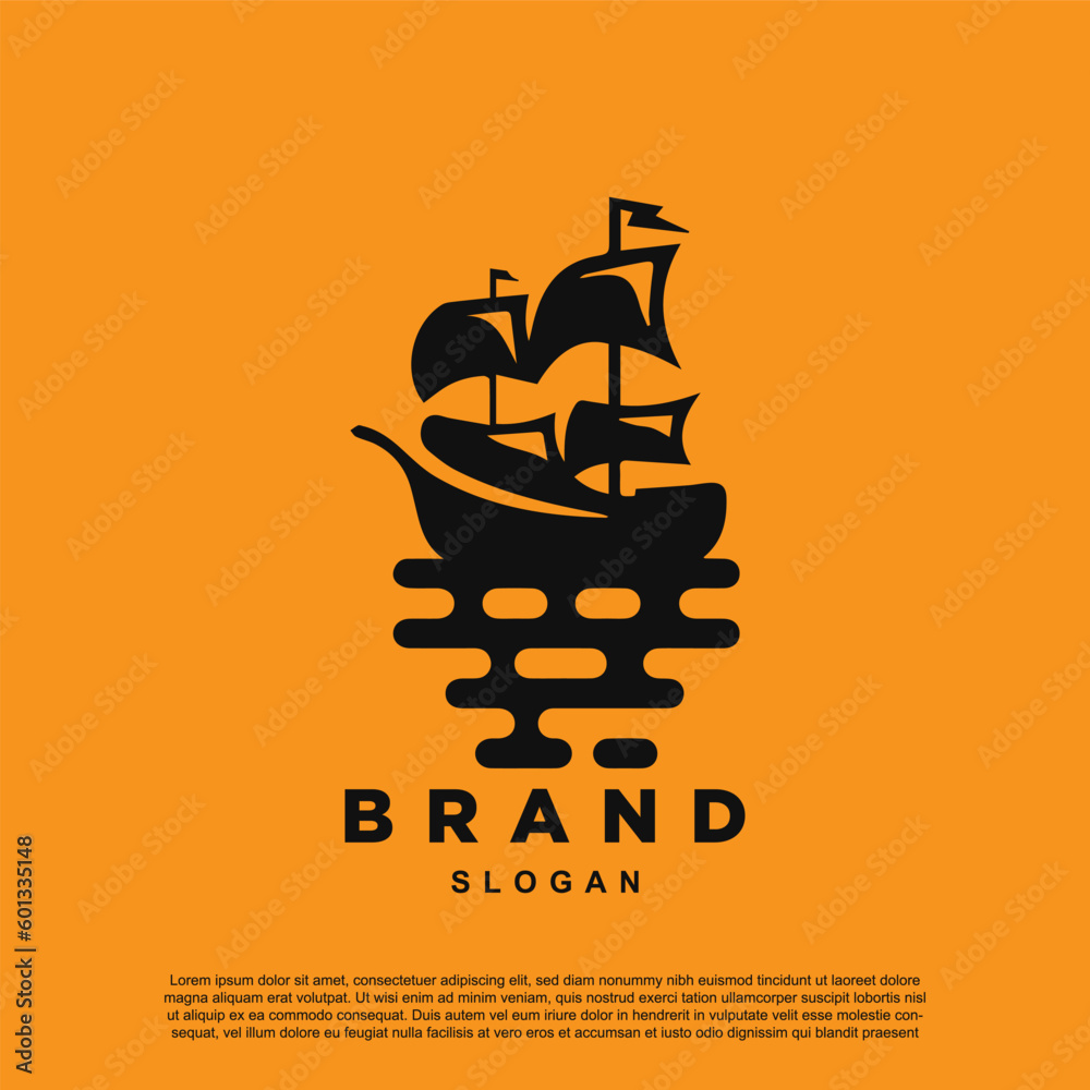 Vintage old sailing ship logo design. pirate ship logo vector Stock ...