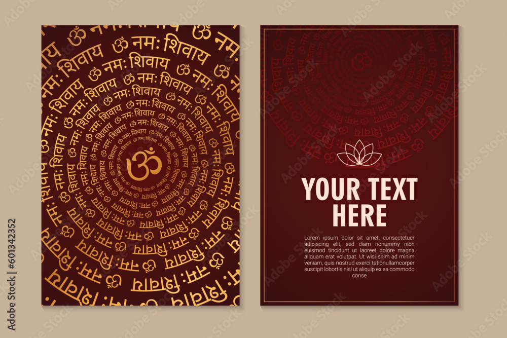 OM Namah Shivay. Hindu God Shiva mantra golden Cover vector ...