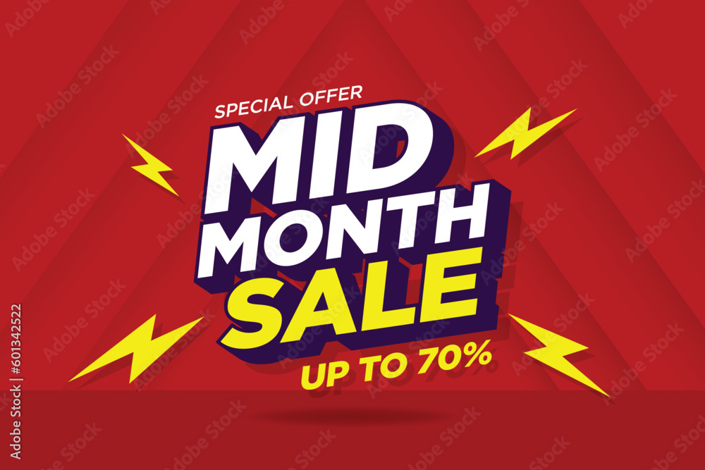 Mid month sale poster or banner vector template design. Big sale event ...