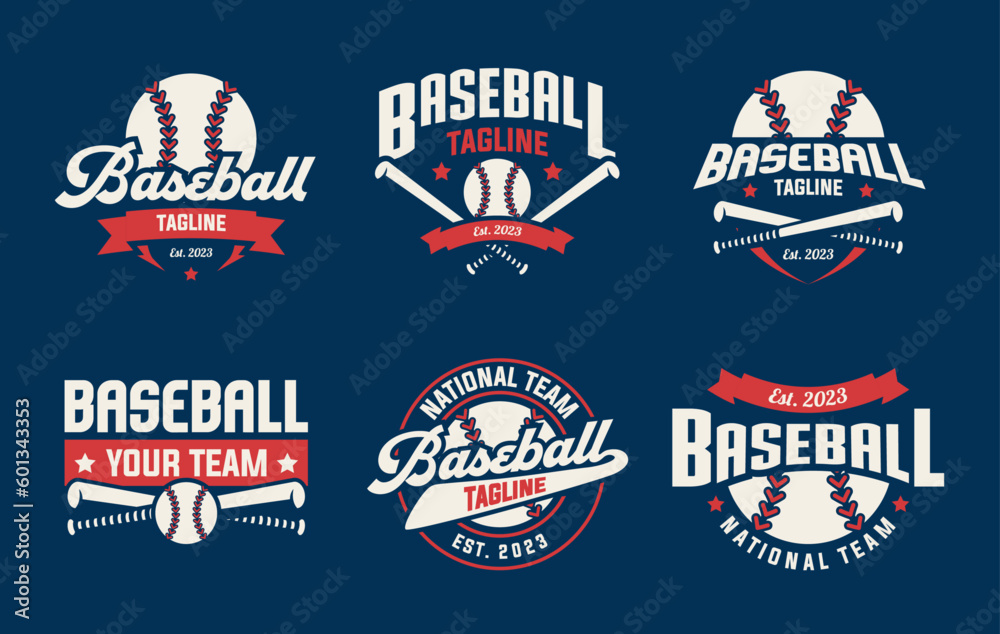 Baseball logo vector bundle. Baseball logo set. Baseball badge logo ...