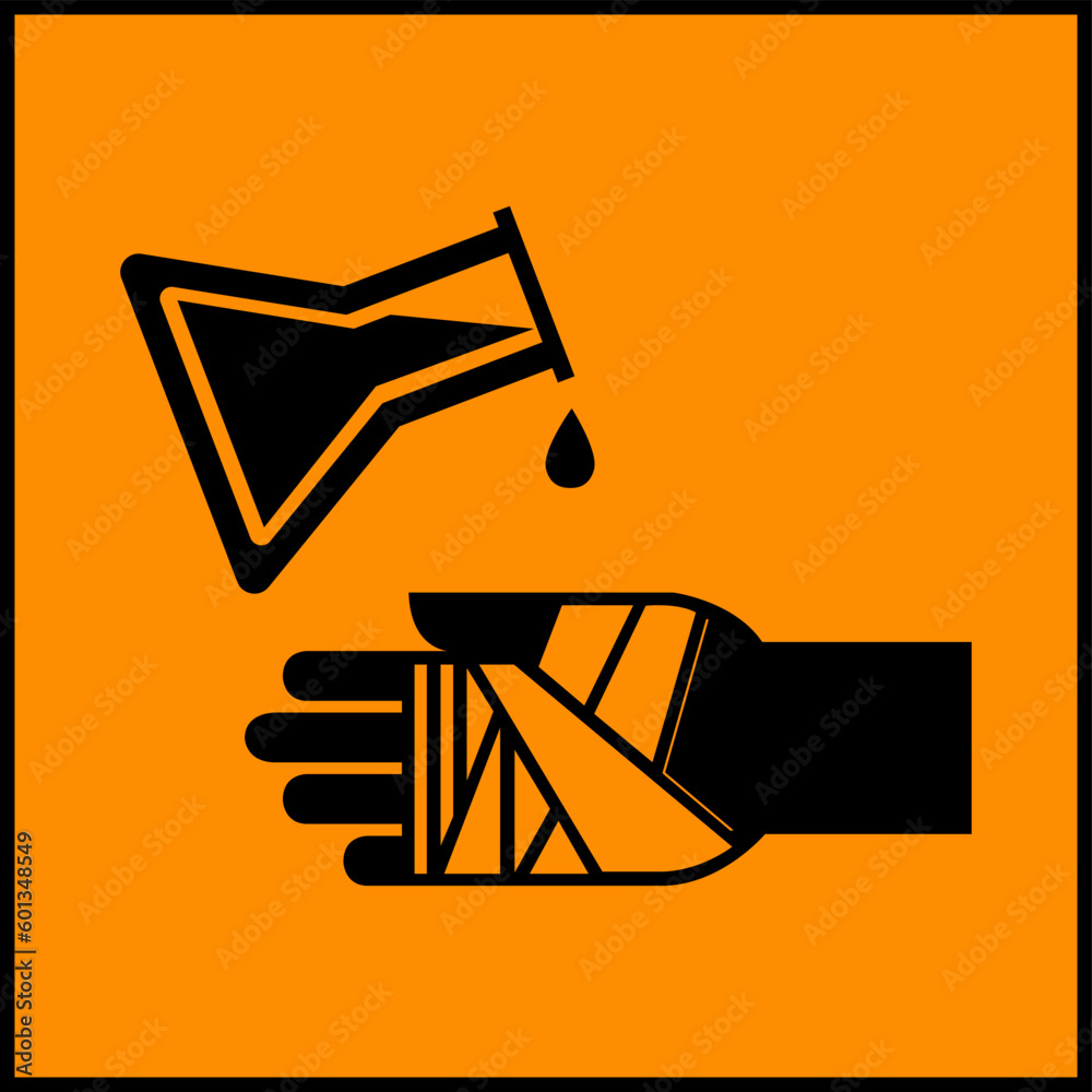 Warning Chemical Burns Hazard Symbol Sign ,Vector Illustration, Isolate ...