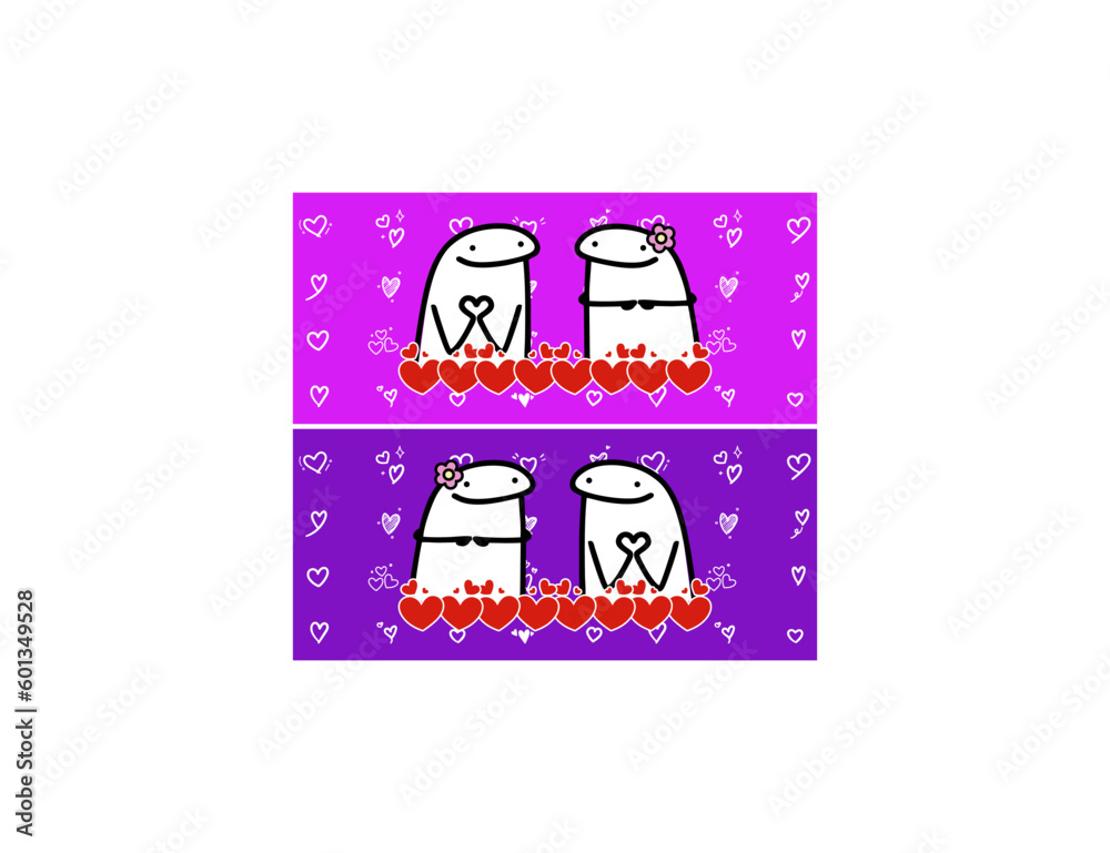 FLORK MEME VETOR DRAW NINE ICON VALENTINES DAY Stock Vector | Adobe Stock
