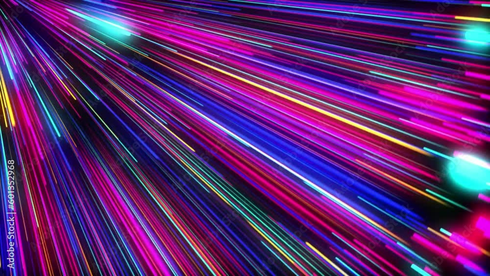 3d abstract neon background, tunnel turning to right animated curved ...