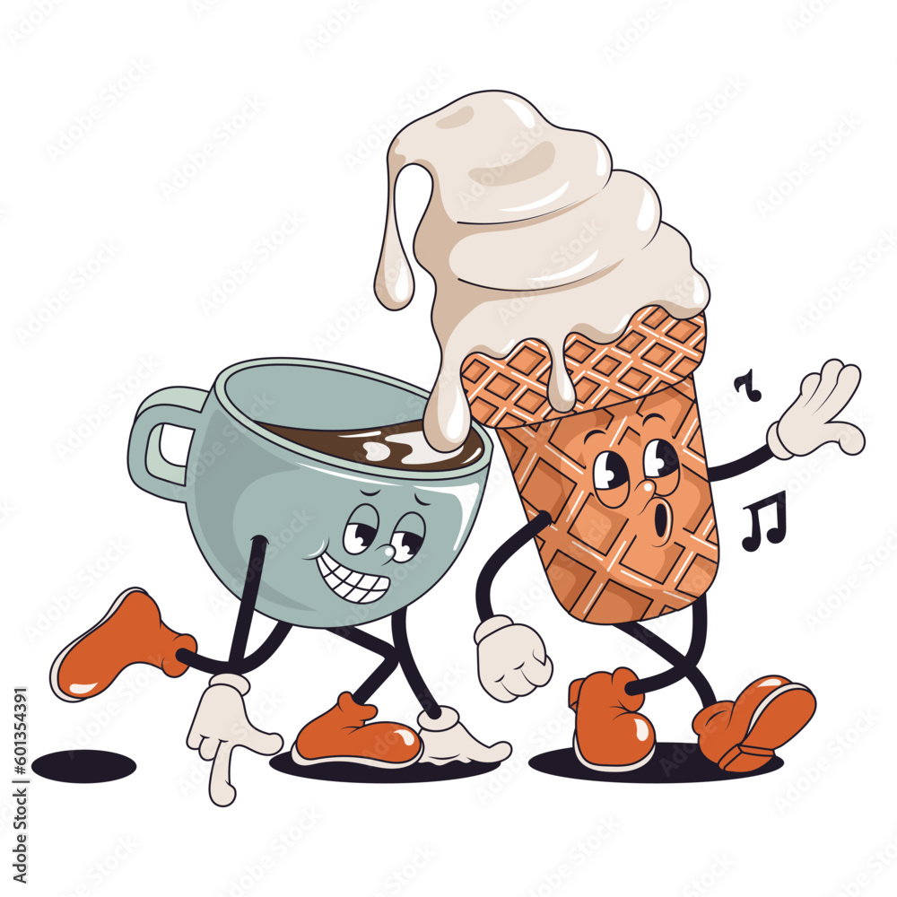 Vecteur Stock Coffee character collection. Mascot cups of hot drink ...