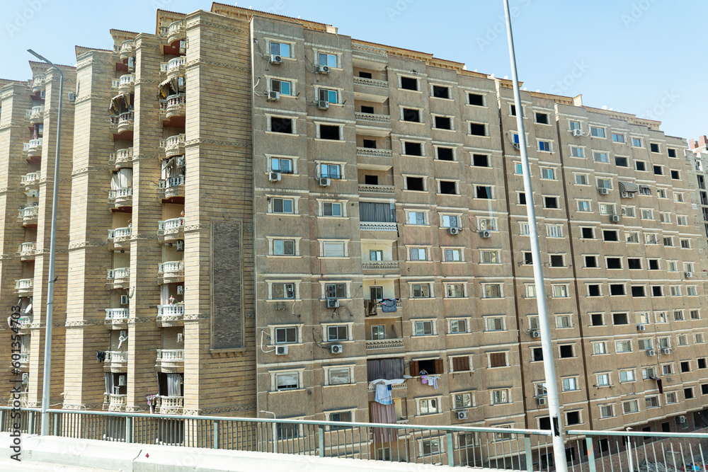 Ugly, not beautiful apartment buildings in Cairo. Construction of new ...