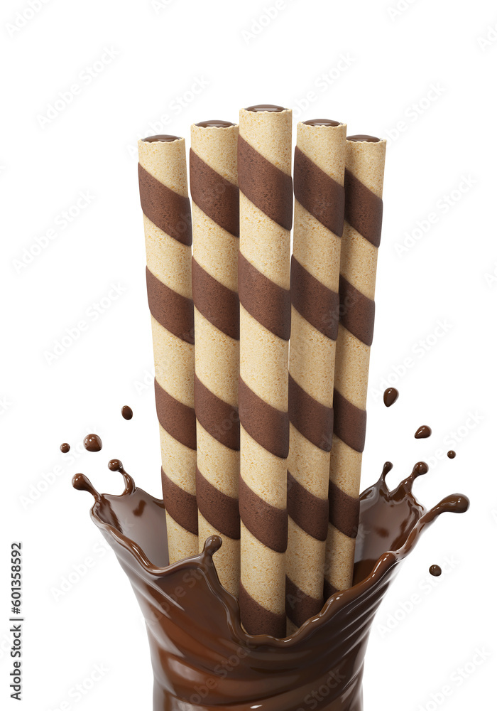 chocolate filled in a crispy wafer roll, Chocolate waffle sticks with ...