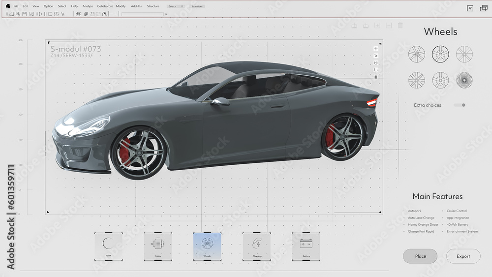 Light Interface Mockup of Professional CAD Computer Software With Edit ...