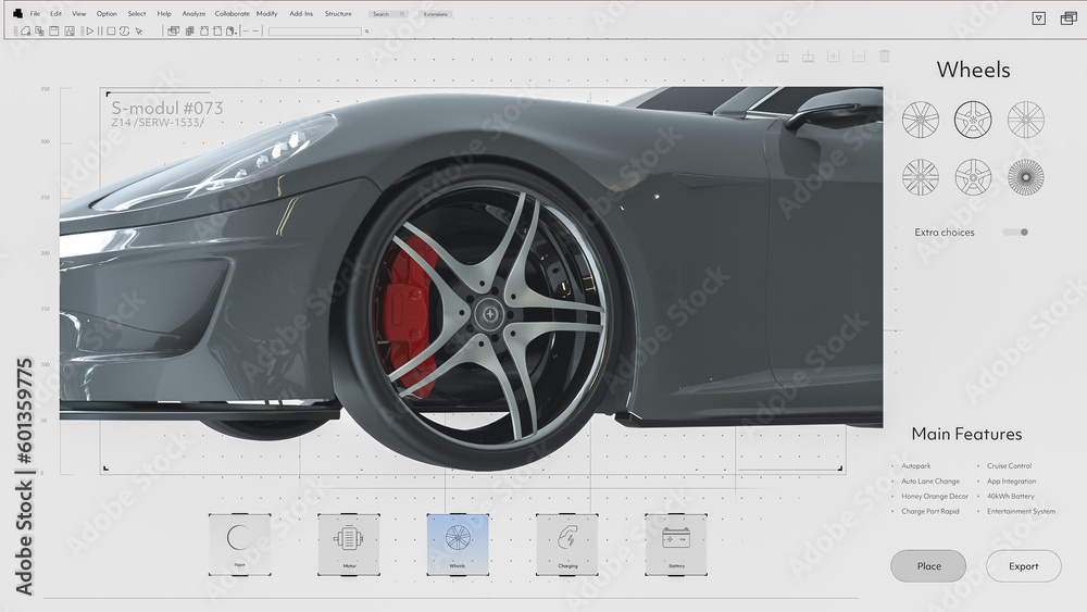 Light Interface Mockup of Professional CAD Computer Software With Edit ...